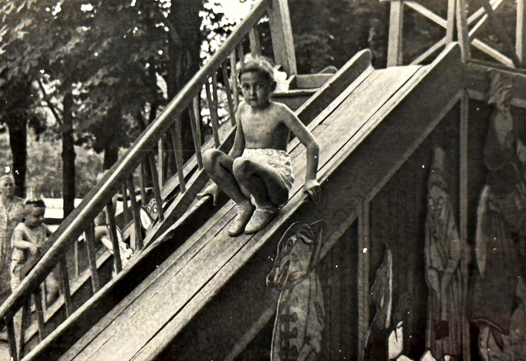 1960s Vintage Photo – Girl on Slide Playground Childhood Joy - Etsy