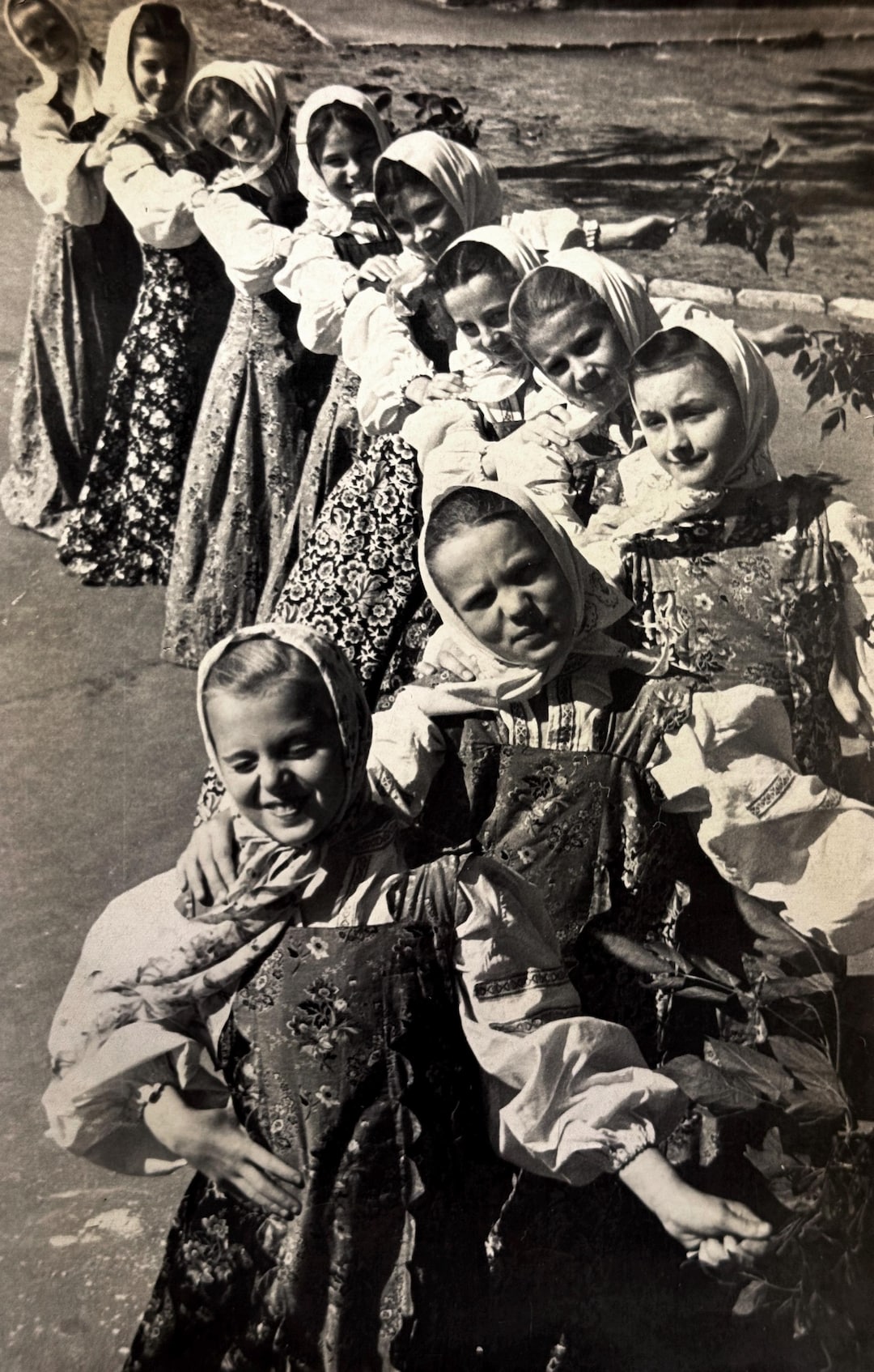 Vintage Photo – Little Girls in National Costumes Dancing Round Dance ...