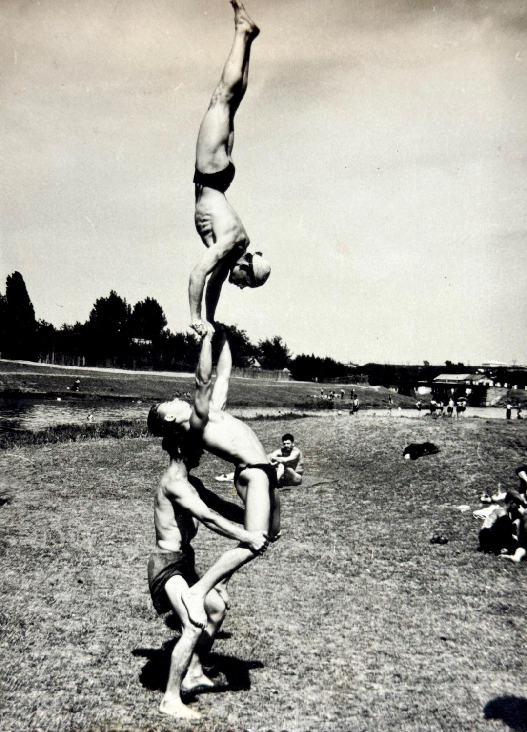 Vintage 1954 Riverside Acrobats Photo | Human Pyramid Balancing Stunt ...