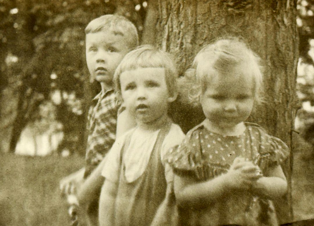 Vintage 1960s Three Children by Tree Photo | Kids Outdoor Snapshot ...