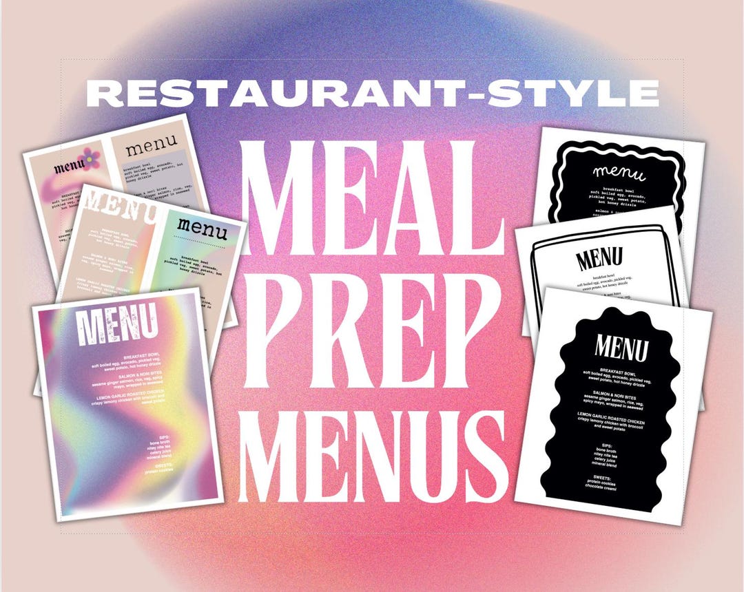 Restaurant Style Meal Prep Menus - Etsy