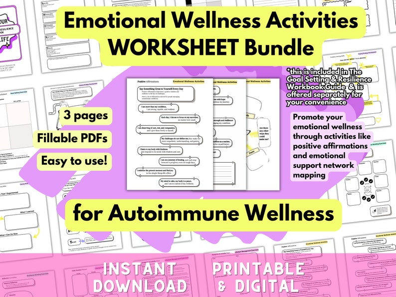 Emotional Wellness Activities Printable Digital Worksheet Bundle ...