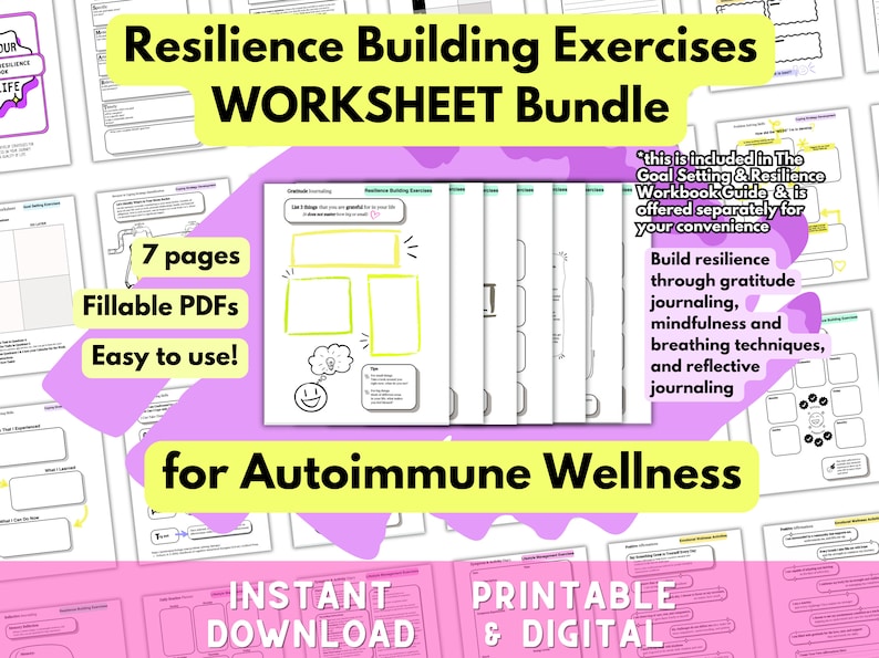 Resilience Building Exercises Printable Digital Worksheet Bundle ...