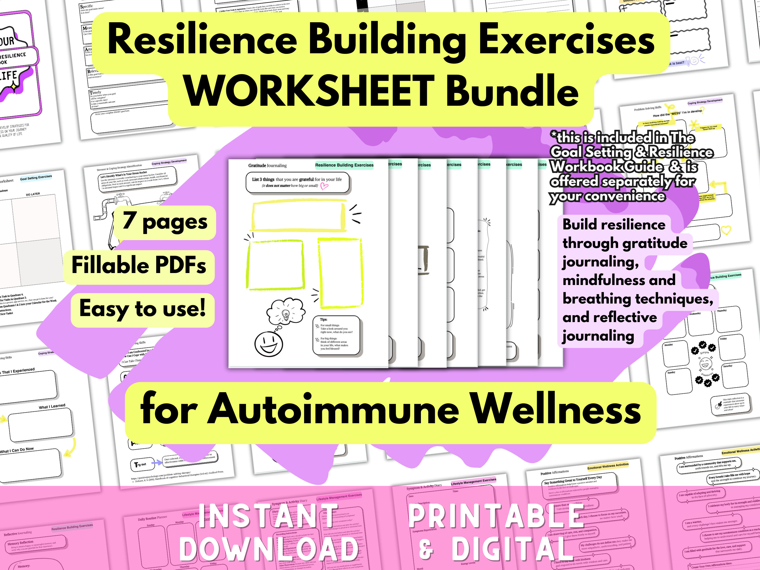 Resilience Building Exercises Printable Digital Worksheet Bundle ...