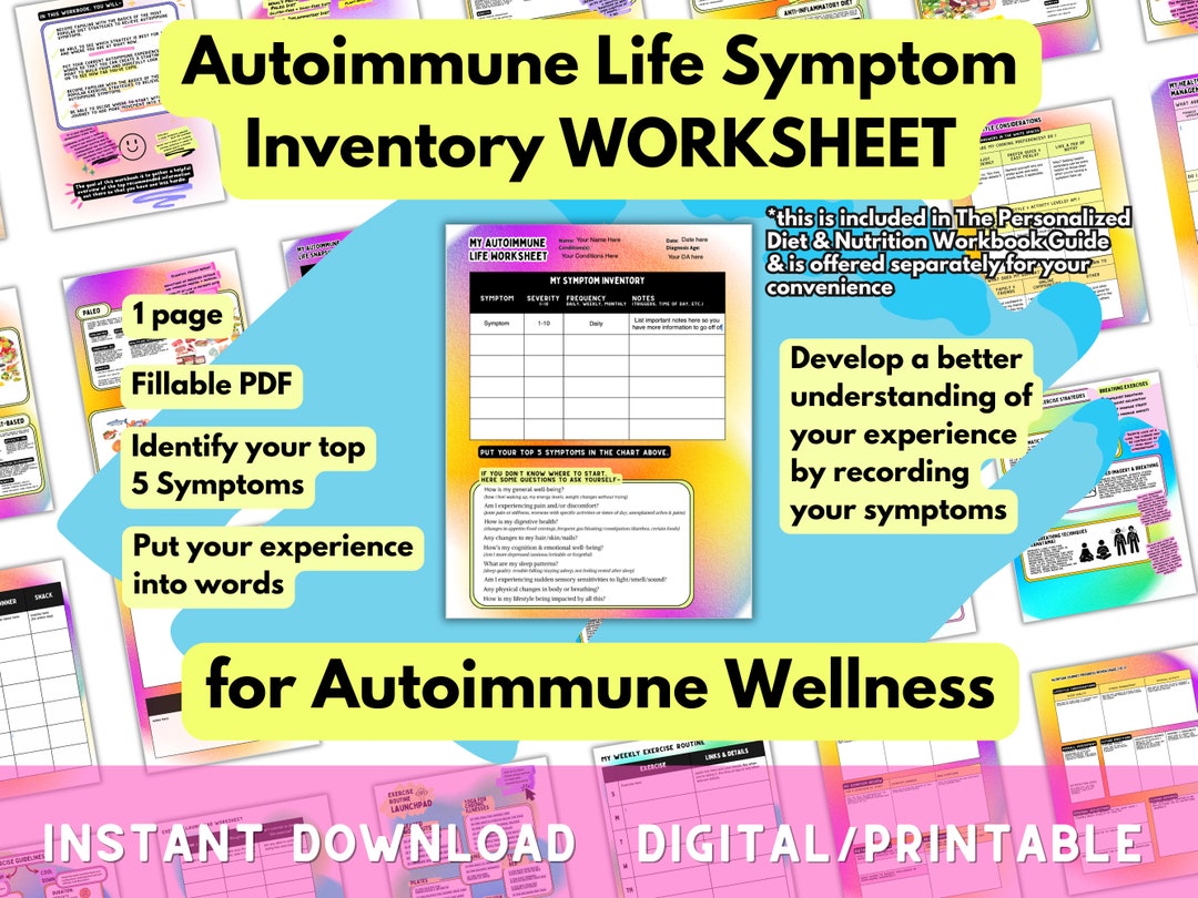 Autoimmune Life Symptom Inventory Digital Worksheet Journal for ...