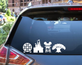 Disney Four Parks With Tower Decal Theme Parks Decal Sticker for Car ...