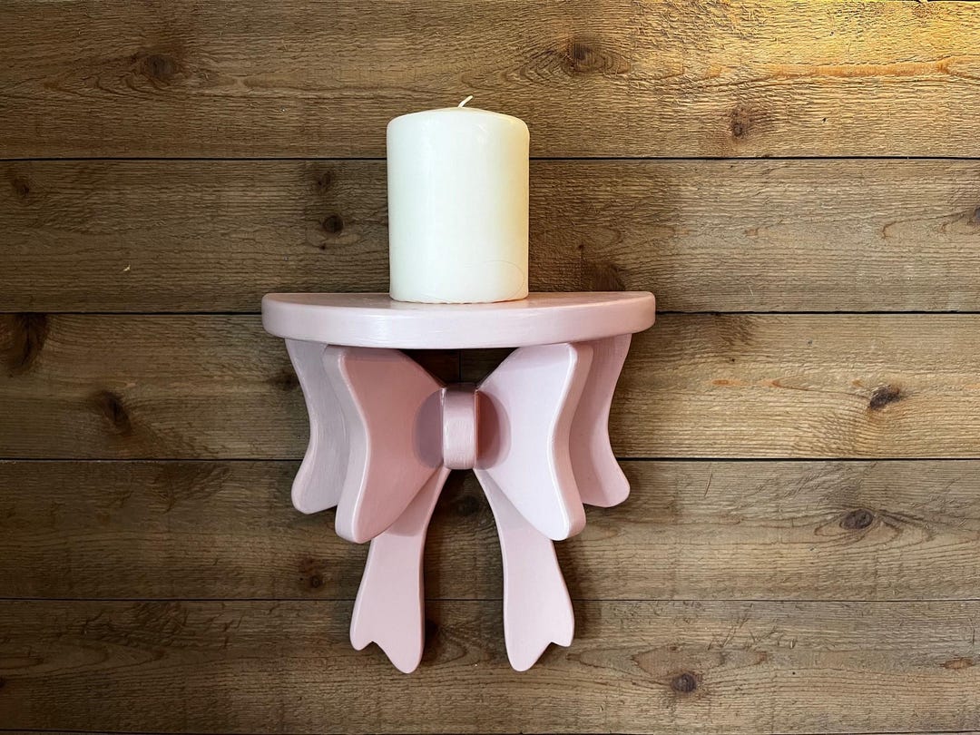 Pink or White Wooden Bow Shelf - Etsy