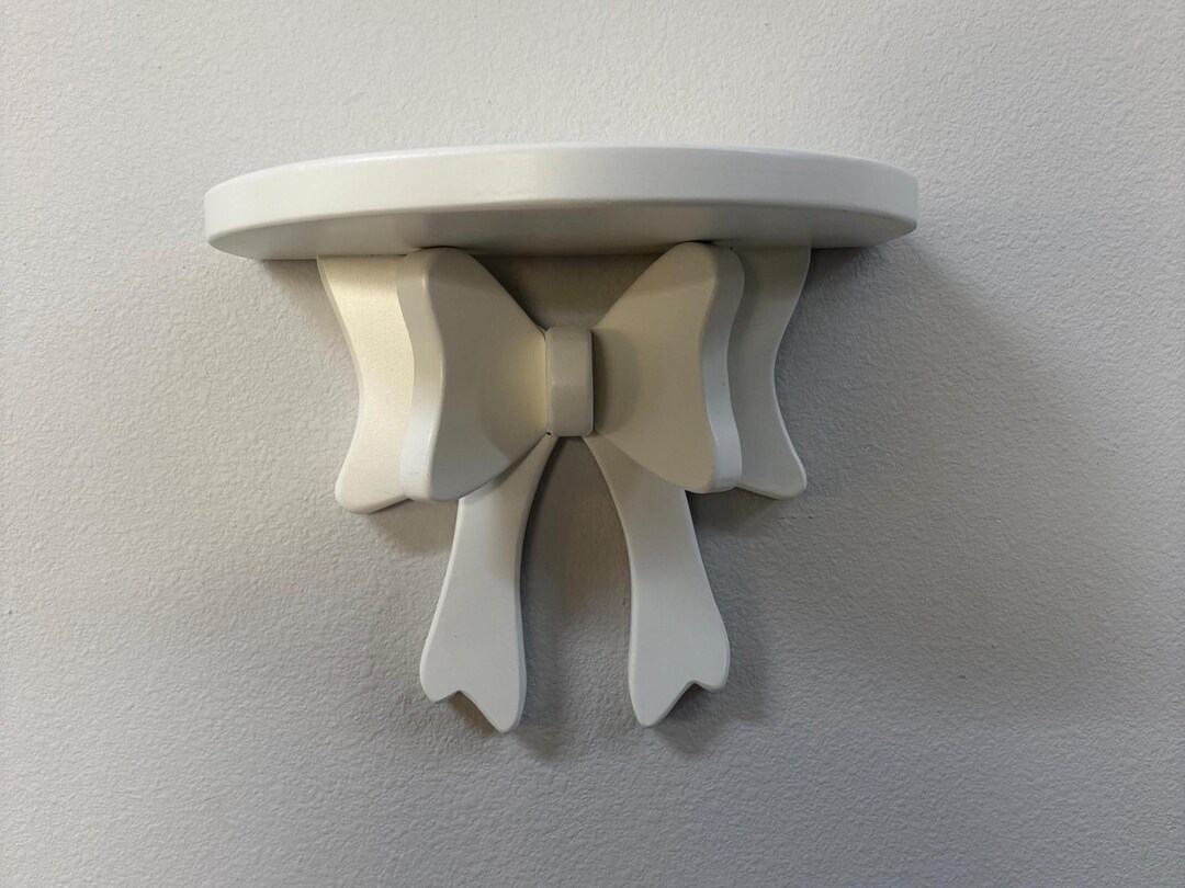 Large White or Pink Wooden Bow Shelf - Etsy