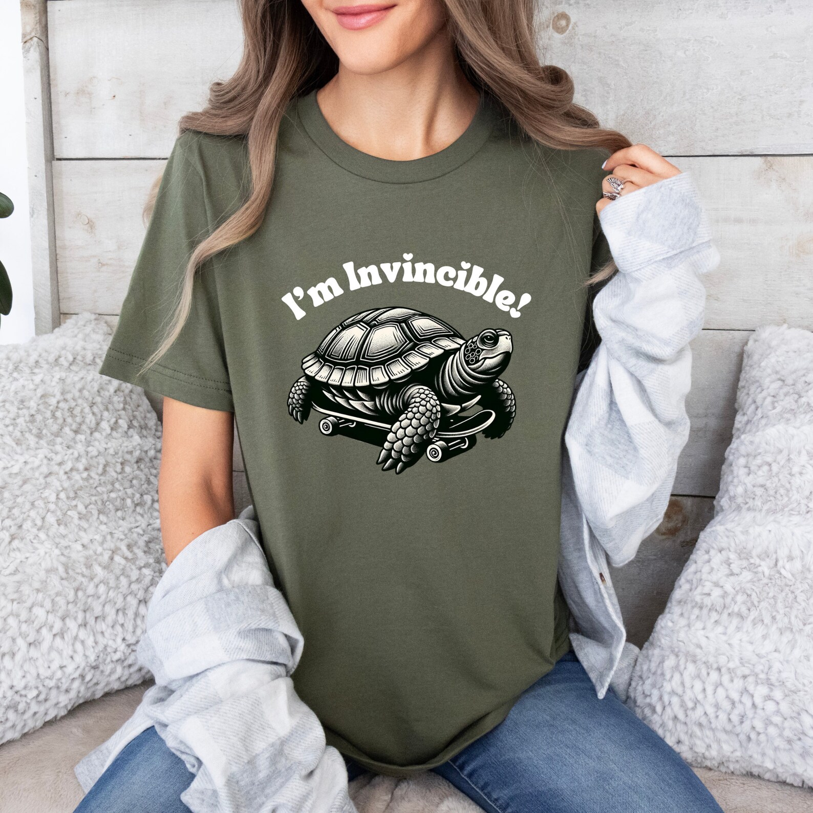 I'm Invincible,cute Turtle Shirt Vintage,motivation Tee,girlpower ...