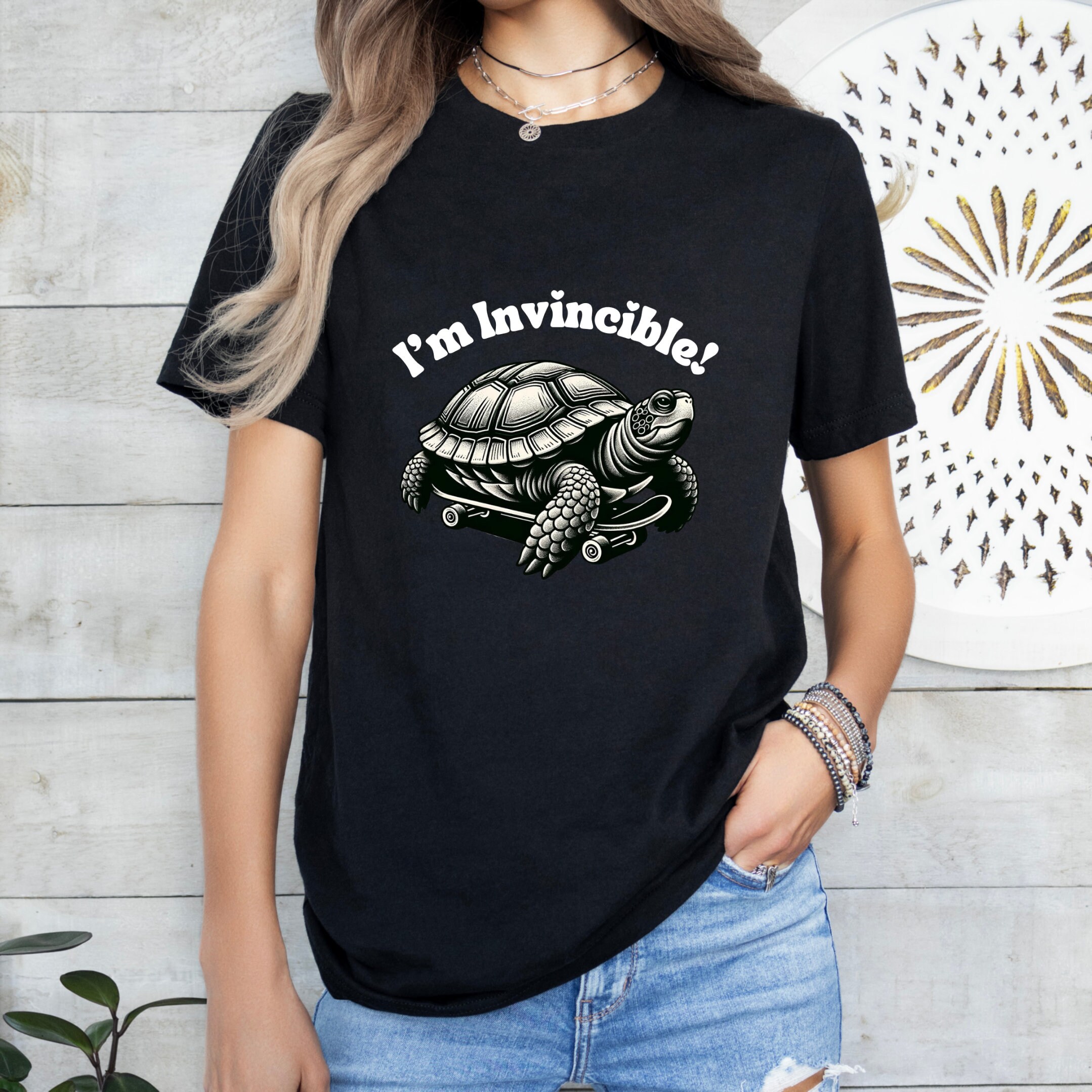 I'm Invincible,cute Turtle Shirt Vintage,motivation Tee,girlpower Workout Shirt,cute Turtle ...