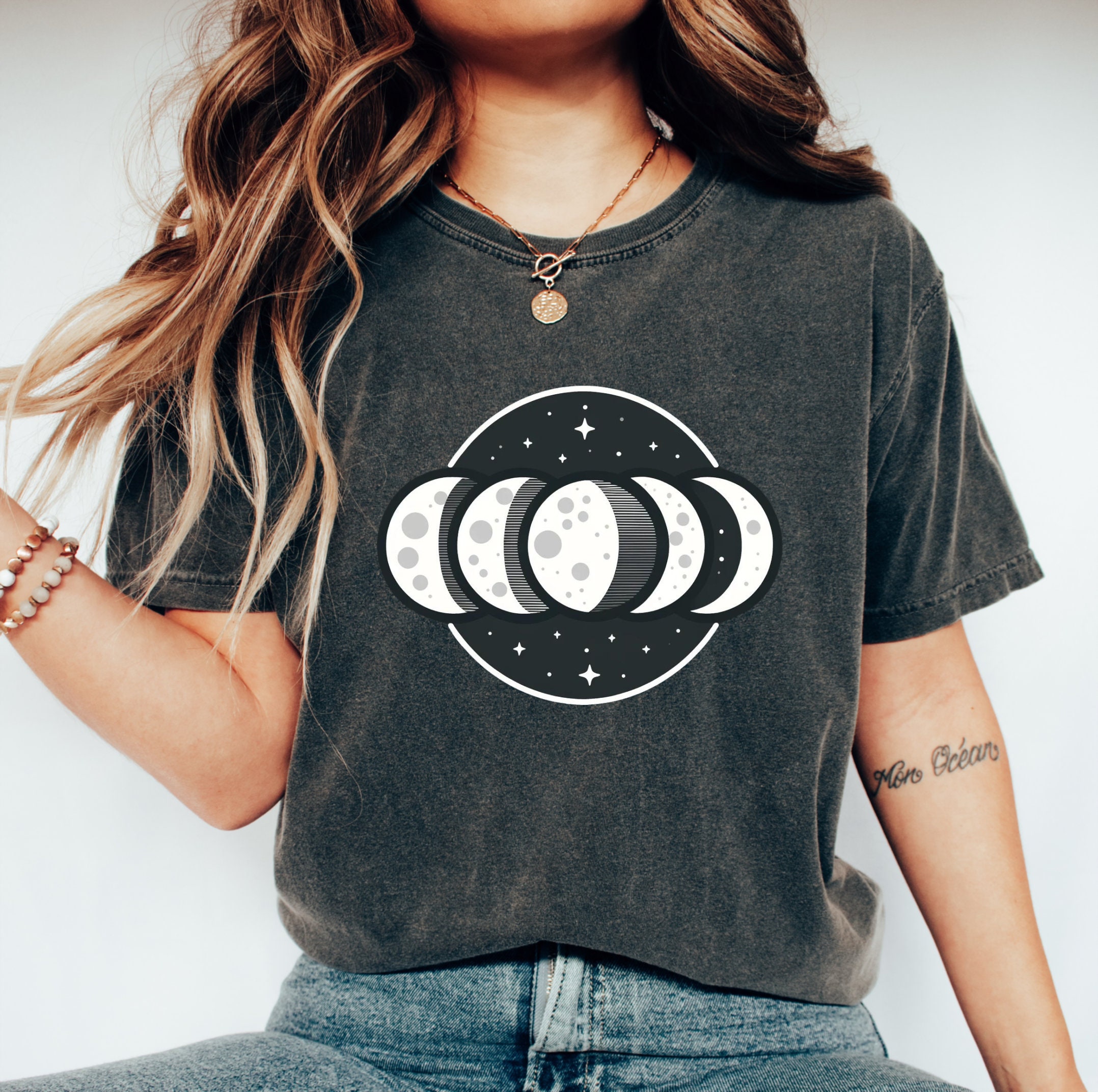 Moon Phase, Moon Phase Shirt, Cute Boho Tee, Witchy Shirt, Mystic Moon ...