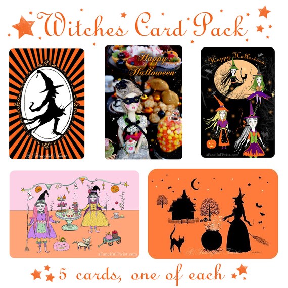 Witches Card Pack 5 Postcard Set - Etsy
