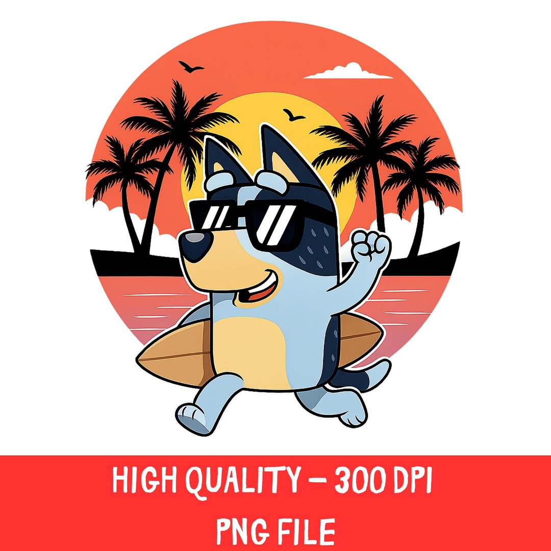 Bluey Summer Vibes PNG, Bluey Hawaiian Design, Bluey PNG, Bluey ...