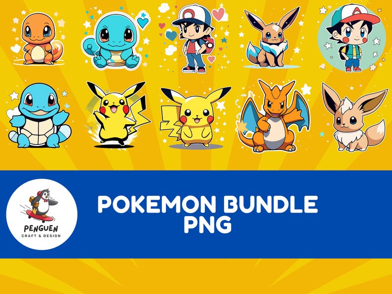Pokemon PNG, Pokemon Bundle, Pokemon Shirt, Pokemon Stickers, Pokemon ...