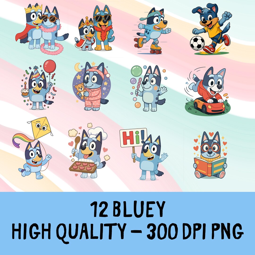Blue Dog PNG Bundle, 12 High Quality Transparent Blue Dog Clipart, Kids ...