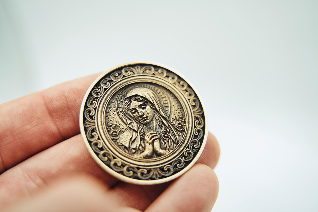 Brass Virgin Mary Coin - Religious Devotional Charm - Etsy
