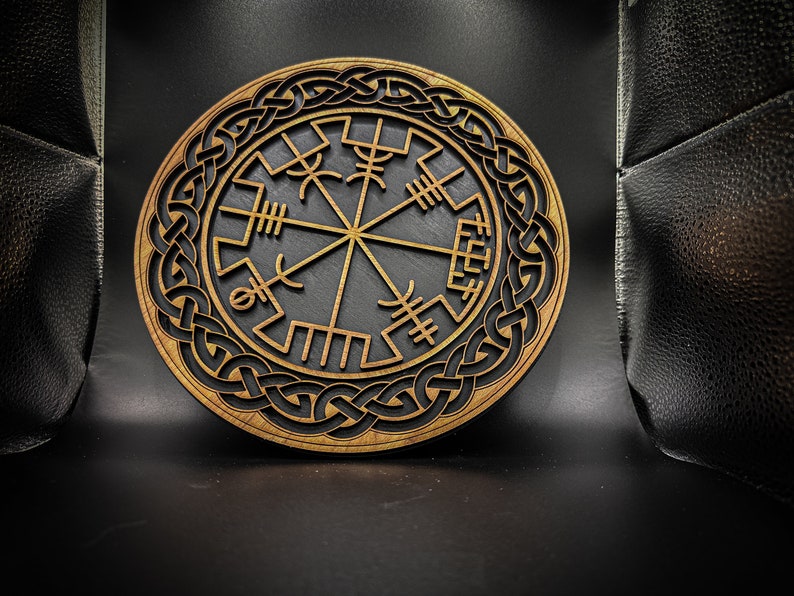 Viking Compass Vegvisir Rune Wooden Icelandic Wall Art Viking Fathers ...