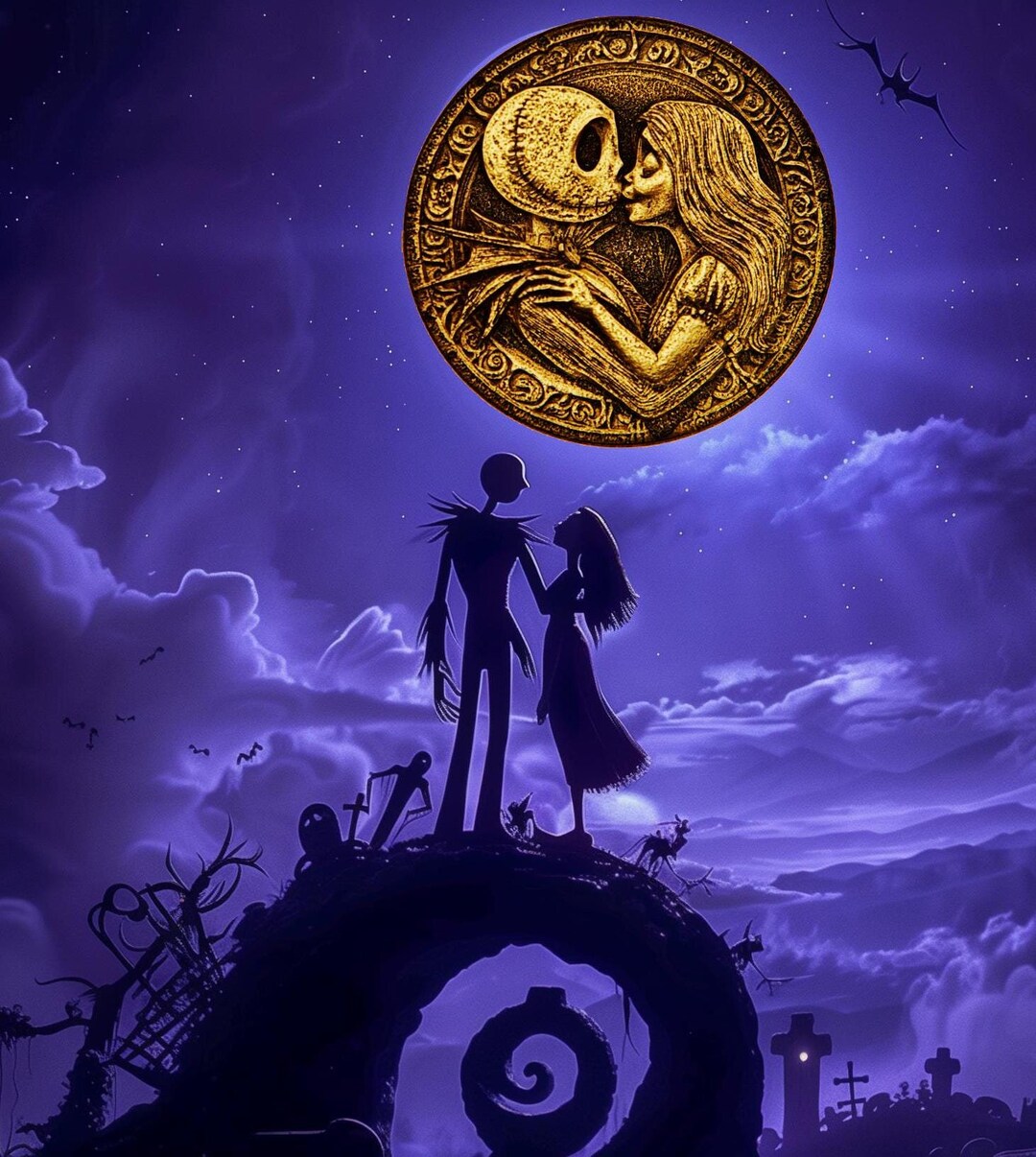 Jack & Sally Brass Coin - Nightmare Before Christmas Collectible - Etsy