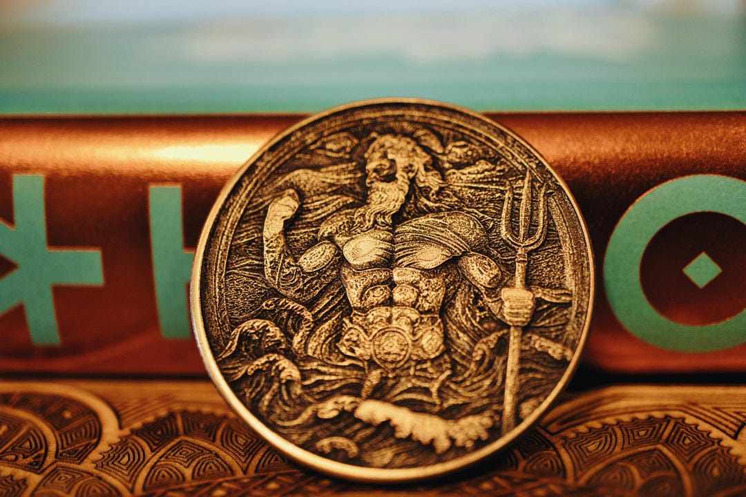 Posideons Might- Posideon Brass Coin (double Sided) - Etsy