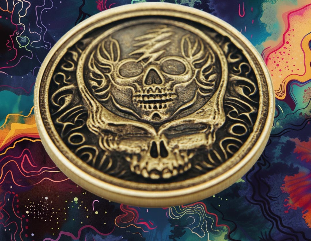 Vintage Grateful Dead Skull Brass Coin - Unique Music Memorabilia - Etsy