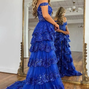 Chloe Black Glitter Off-the-shoulder Prom Dress - Etsy