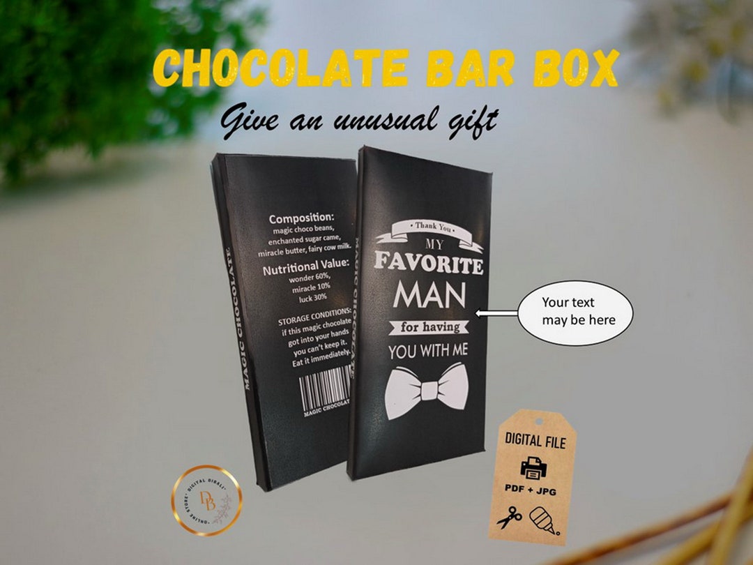 Chocolate Bar Box Template for Man - Etsy