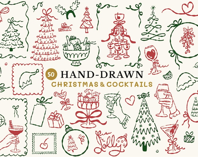 Hand Drawn Whimsical Christmas SVG PNG, Friendsmas Dinner Clipart ...