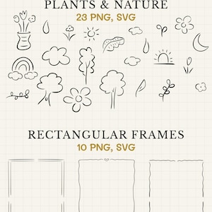 Hand Drawn Doodle SVG Bundle Line Art PNG | Planner Doodles Clipart ...