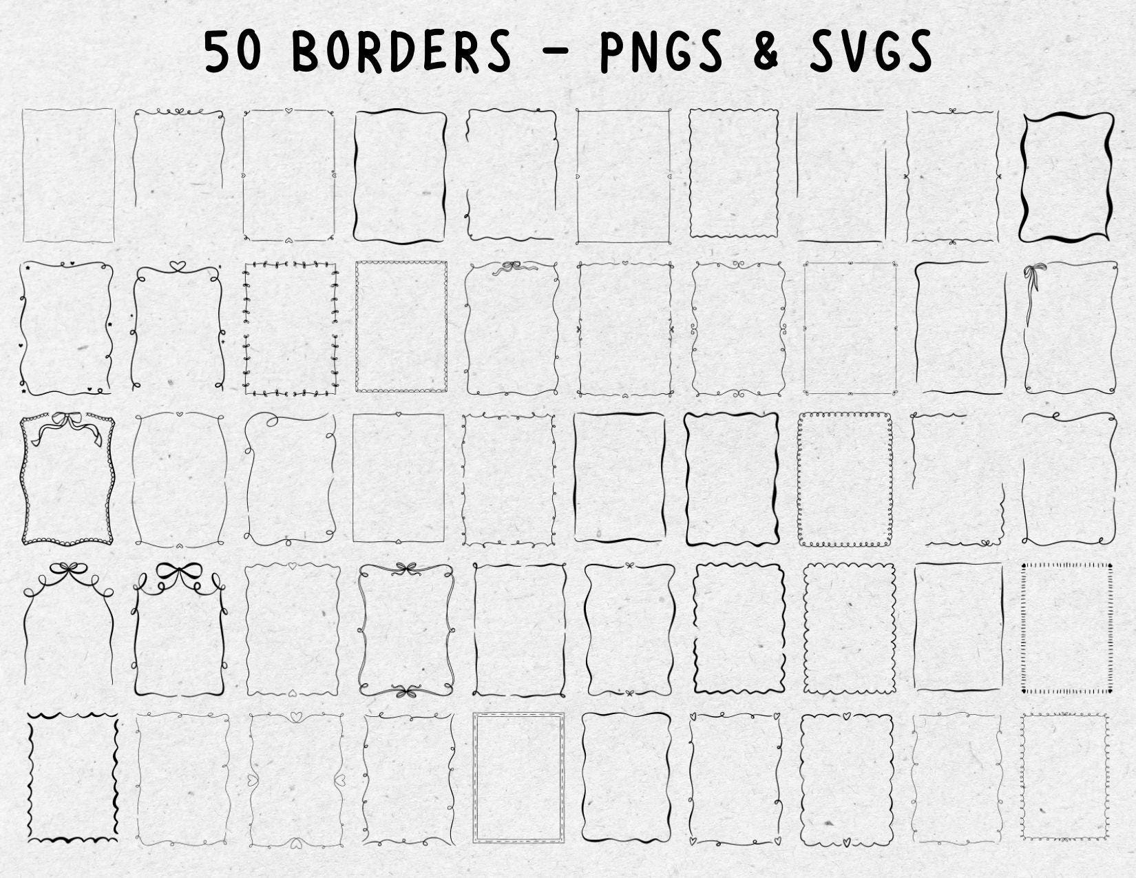 Hand Drawn Frame Svg, Hand Drawn Border Svg, Frame Bundle Svg, Border ...