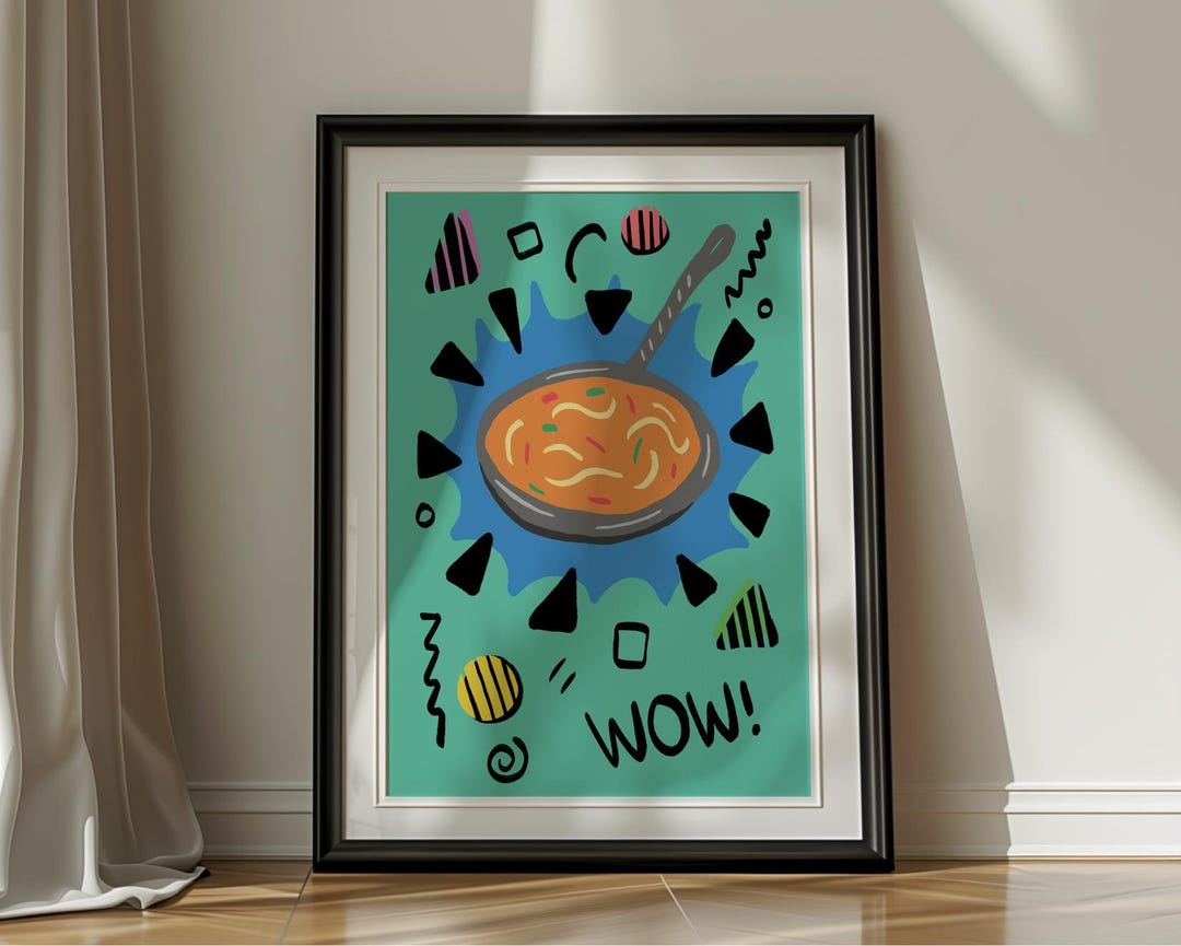 Retro 90s Cooking Poster, Y2K Aesthetic Kitchen Decor, Colorful 90s ...