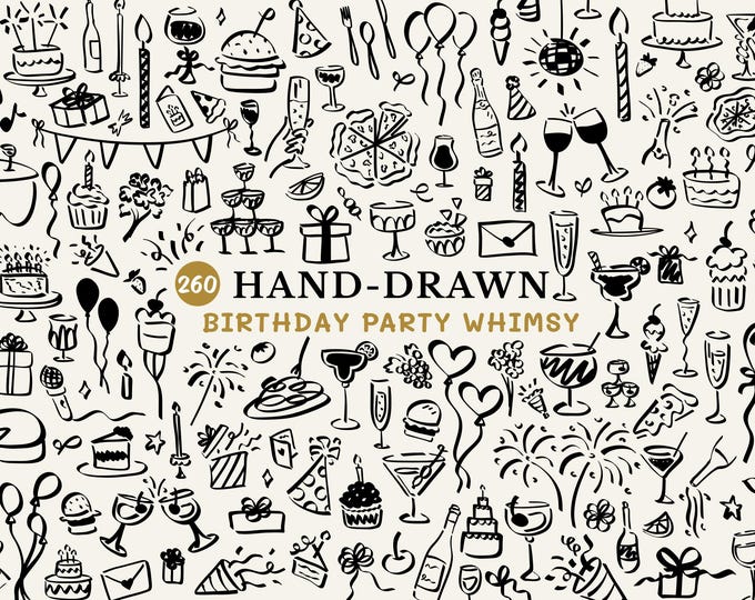 Birthday Party Clipart, Hand Drawn Birthday Candle Doodles ...