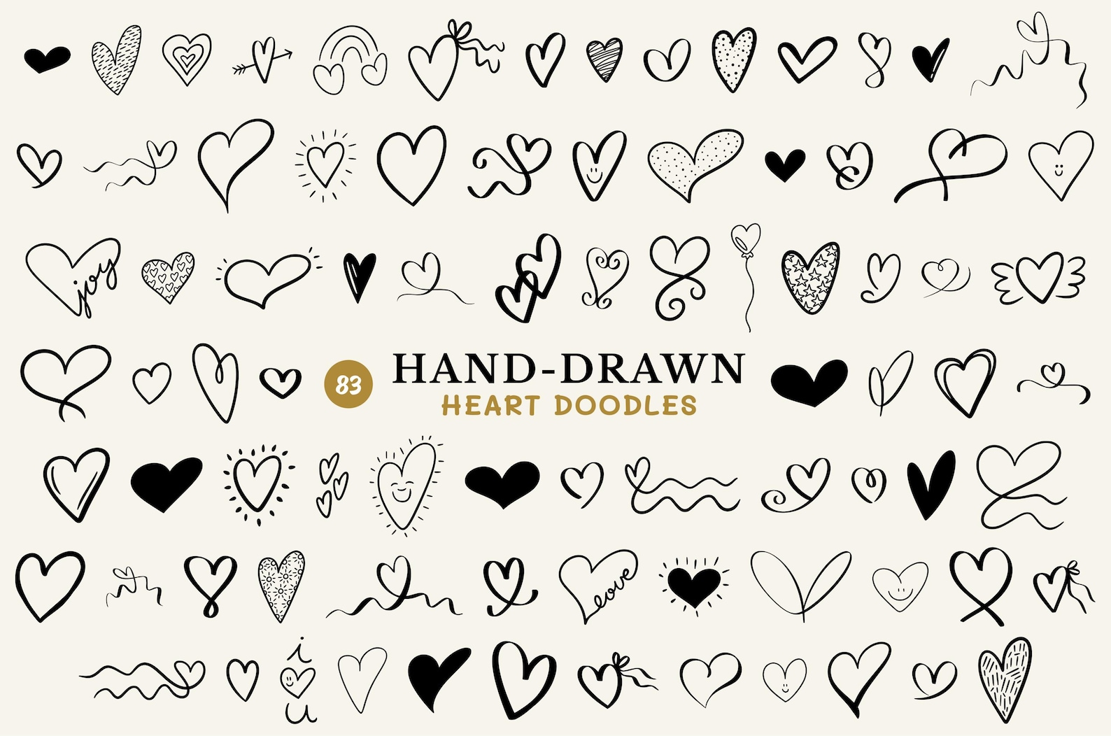 Hand Drawn Heart Doodle Svg Bundle, Handdrawn Heart Png, Valentines Day ...