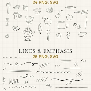Hand Drawn Doodle SVG Bundle Line Art PNG | Planner Doodles Clipart ...