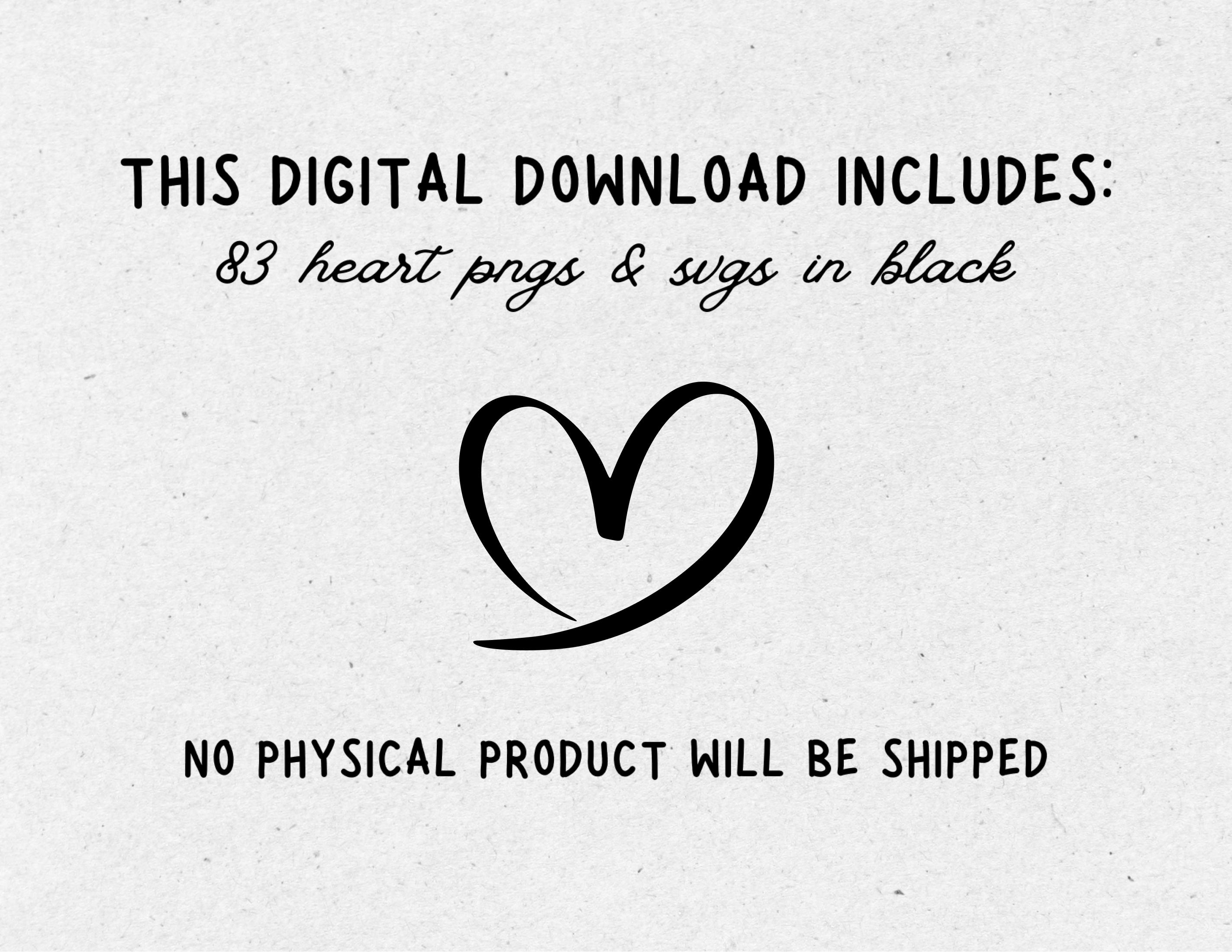 Hand Drawn Heart Doodle Svg Bundle, Handdrawn Heart Png, Valentines Day ...