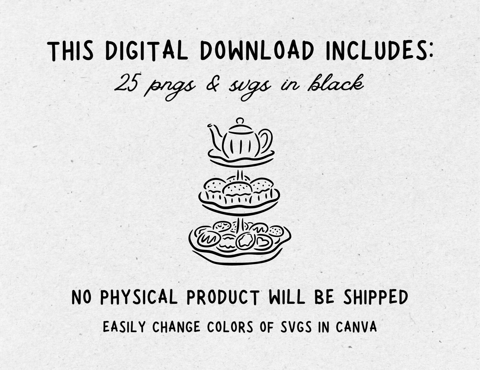 Bridal Shower Tea Party SVG PNG Bundle, Whimsical Hand Drawn Brunch ...