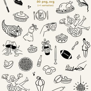 Hand Drawn Thanksgiving Clipart, Autumn Doodles, Whimsical Fall SVG ...