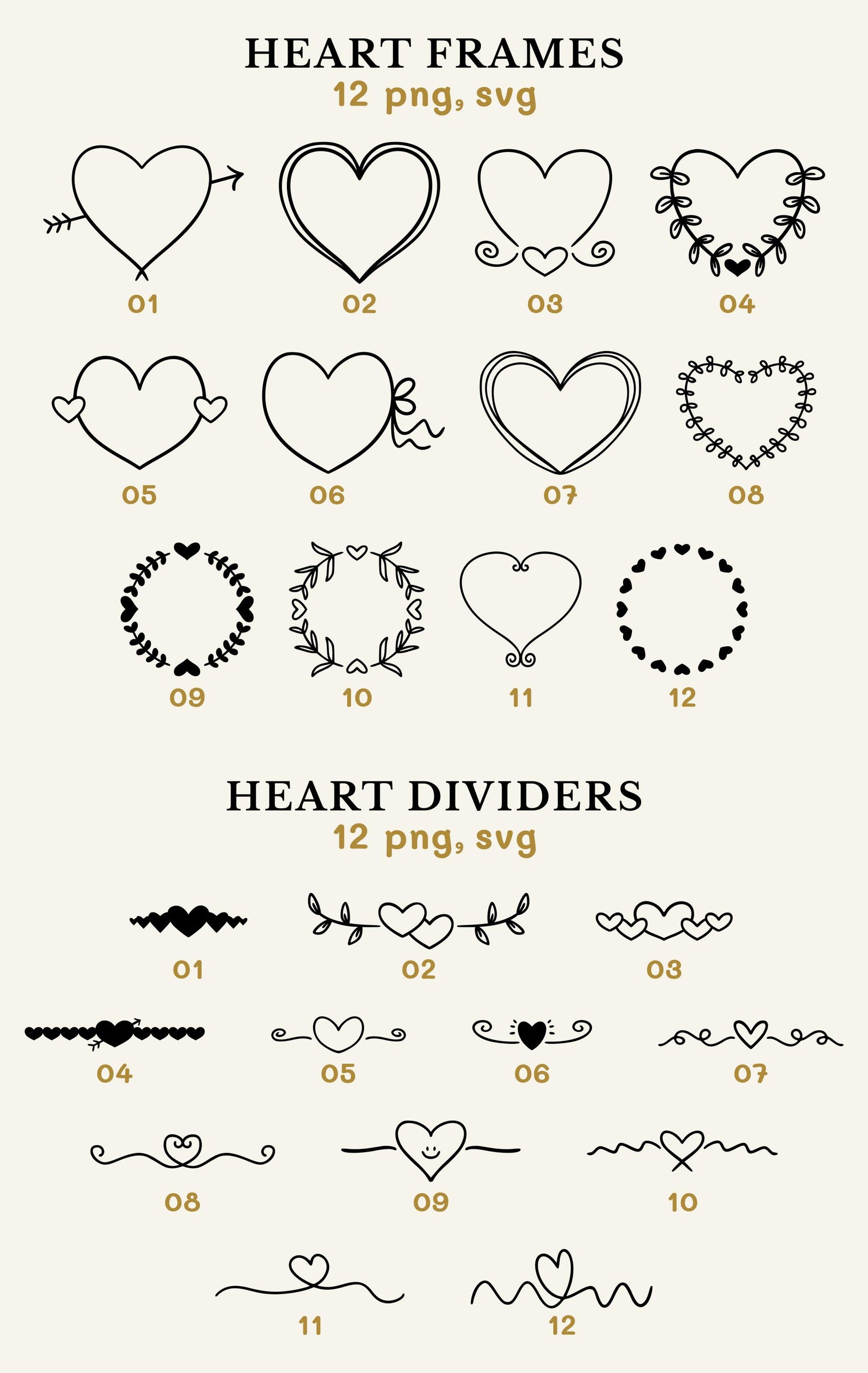 Hand Drawn Heart Frame Svg Bundle, Doodle Heart Text Divider, Handdrawn ...