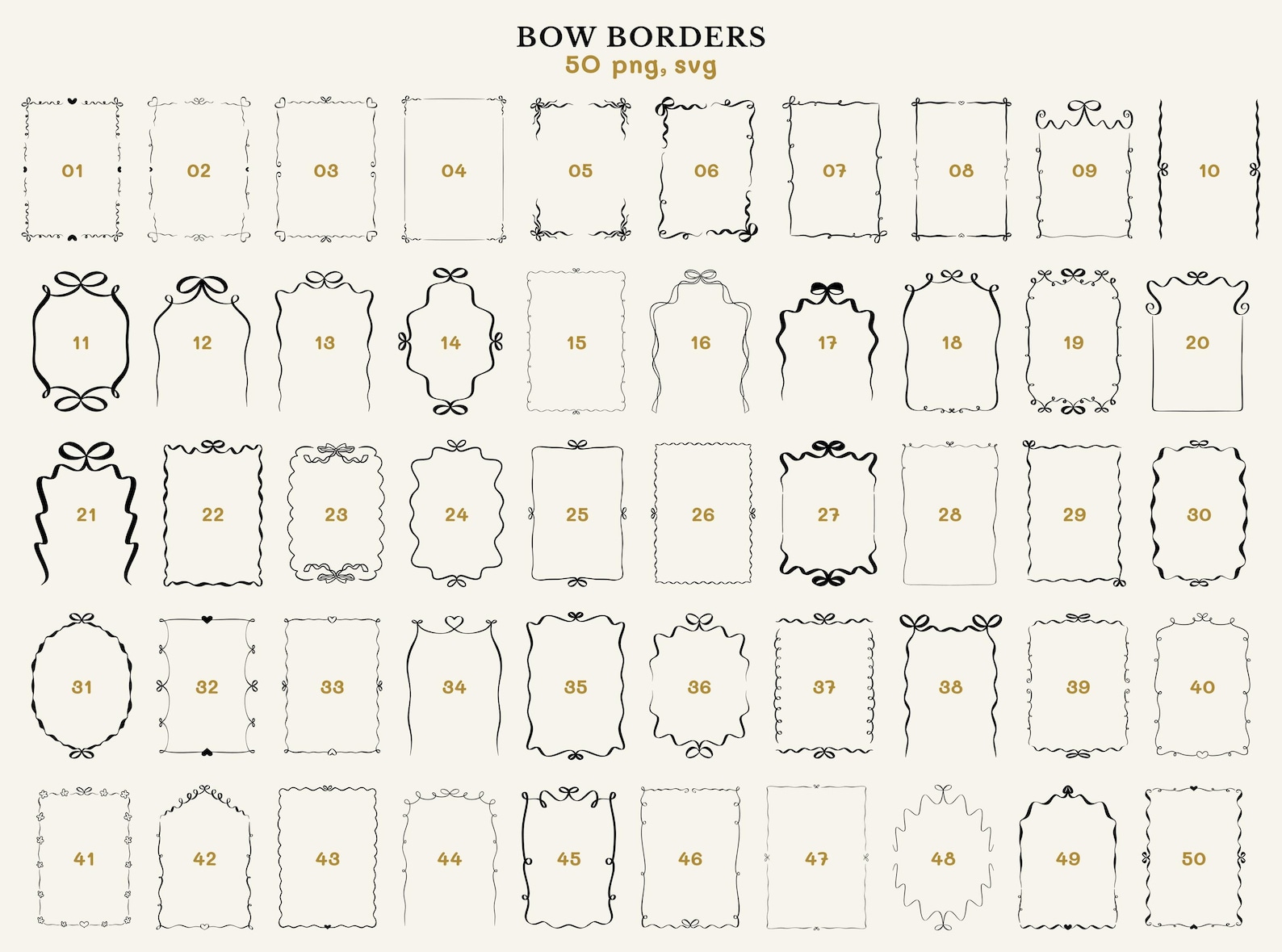 Hand Drawn Frame SVG Bundle, Doodle Bow Frame Illustration for ...