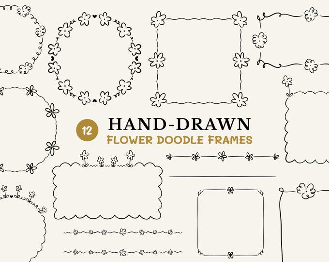 40 Doodle Borders Circles // Hand Drawn Wreaths // Doodle Wreaths ...
