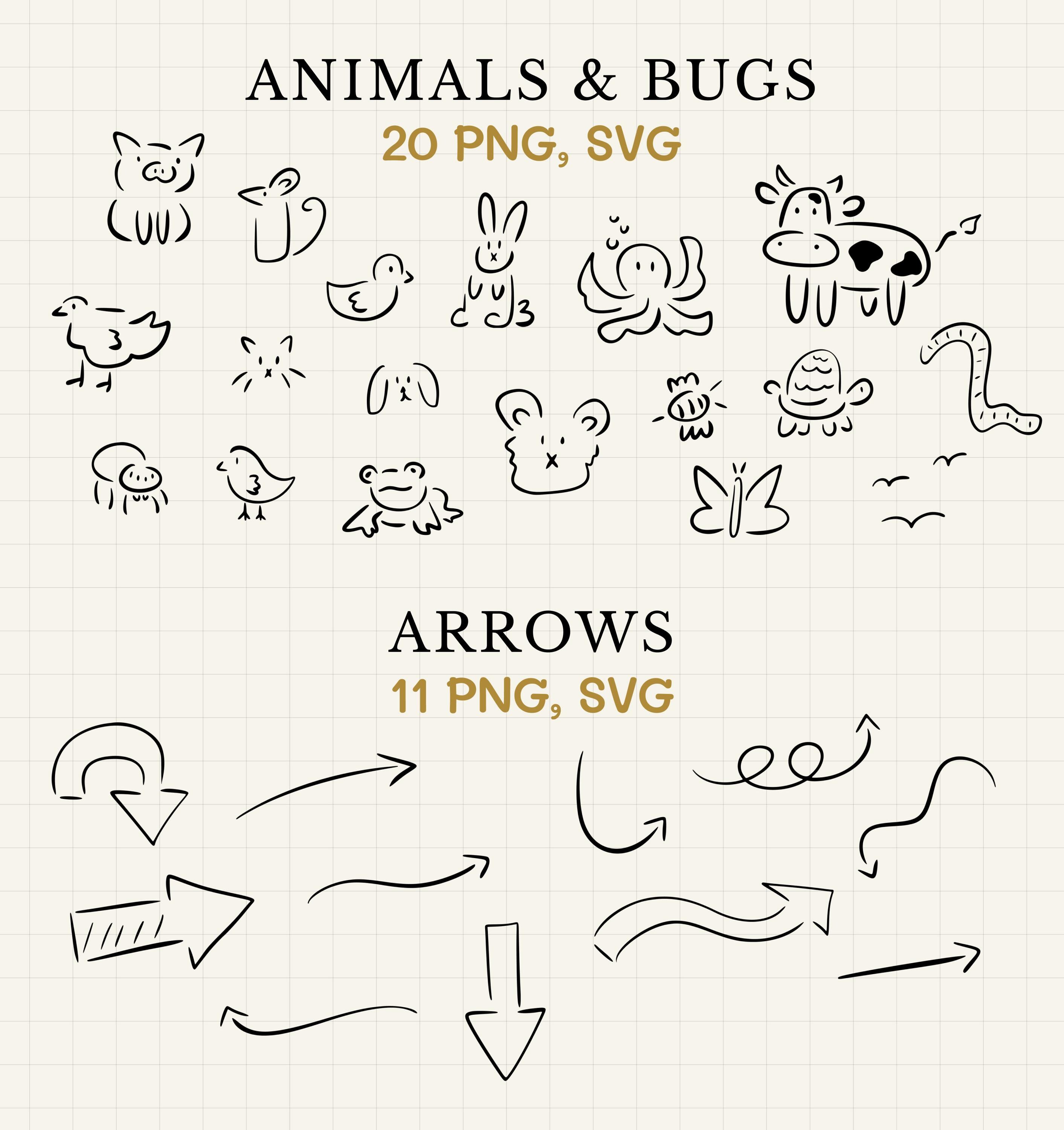 Hand Drawn Doodle SVG Bundle Line Art PNG | Planner Doodles Clipart ...