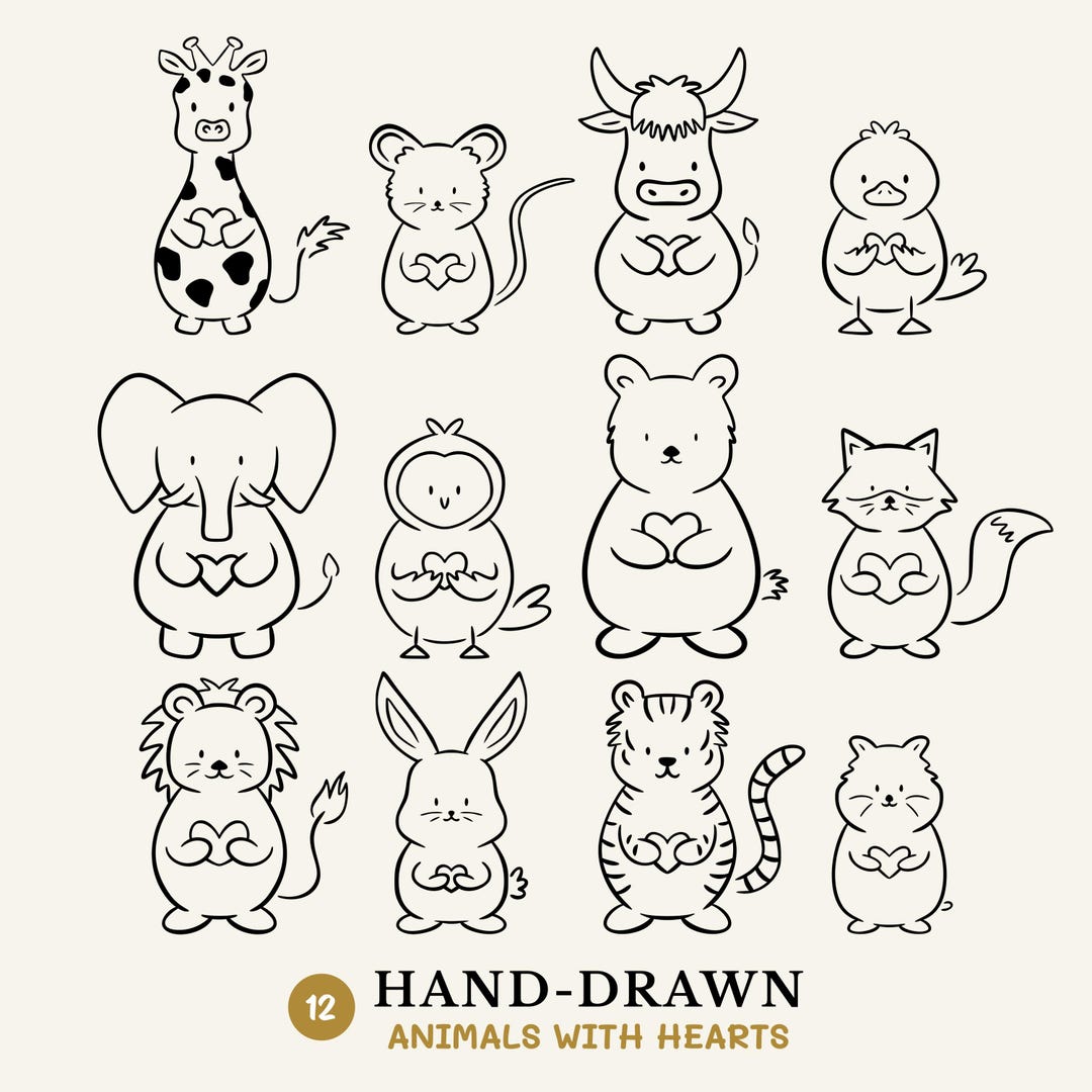 Savanna, Forest, and Domestic Animal SVG Bundle, Line Art Giraffe ...