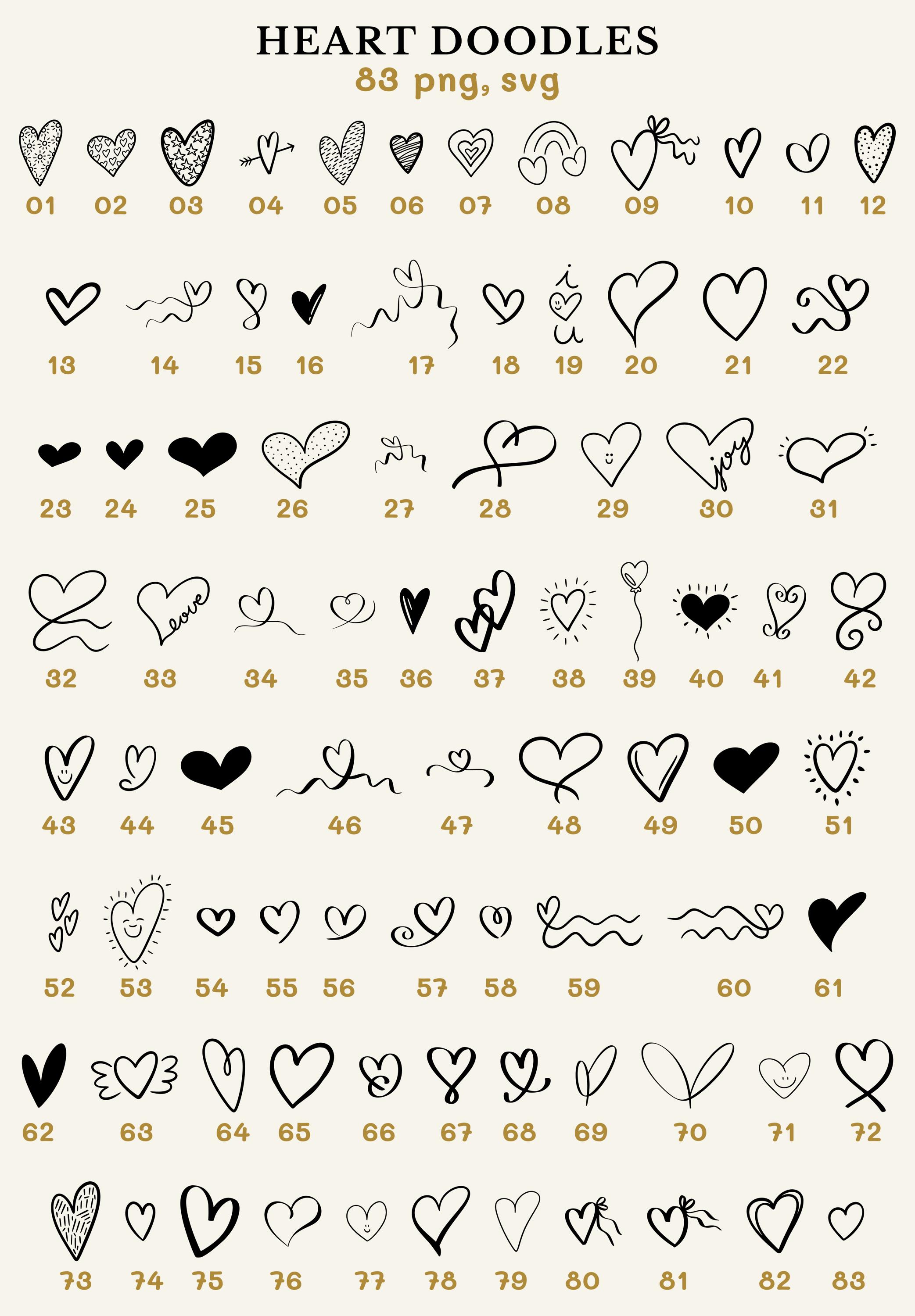 Hand Drawn Heart Doodle Svg Bundle, Handdrawn Heart Png, Valentines Day ...