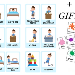 Daily Routine Verbs Flashcards Digital Download GIFT Colors PDF - Etsy