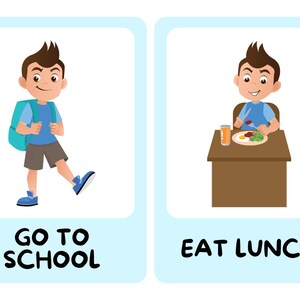 Daily Routine Verbs Flashcards Digital Download GIFT Colors PDF - Etsy