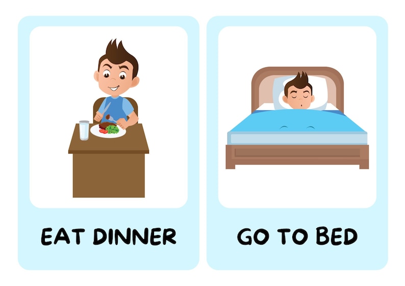 Daily Routine Verbs Flashcards Digital Download GIFT Colors PDF - Etsy