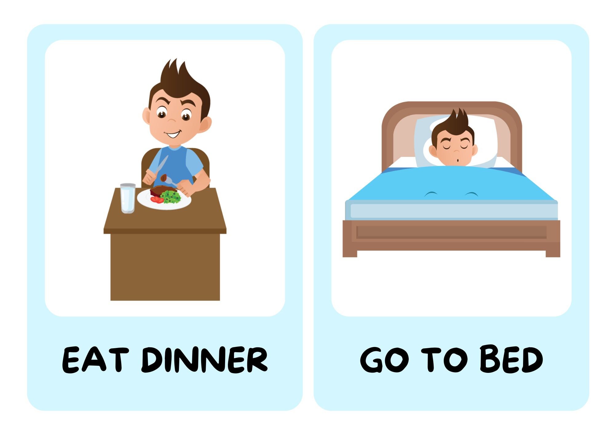 Daily Routine Verbs Flashcards Digital Download GIFT Colors PDF - Etsy