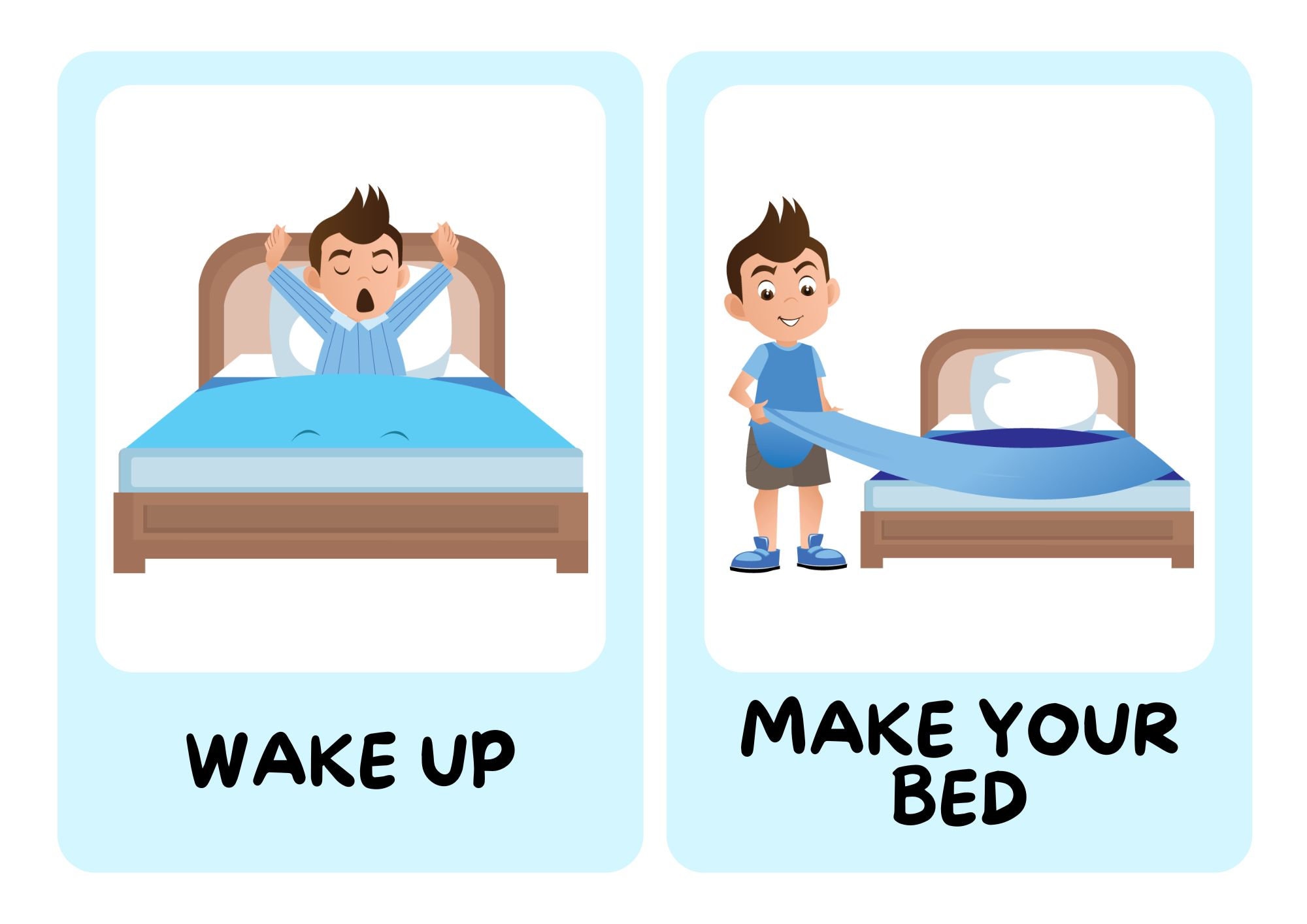 Daily Routine Verbs Flashcards Digital Download GIFT Colors PDF - Etsy