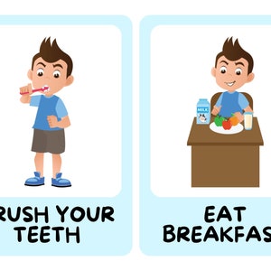 Daily Routine Verbs Flashcards Digital Download GIFT Colors PDF - Etsy