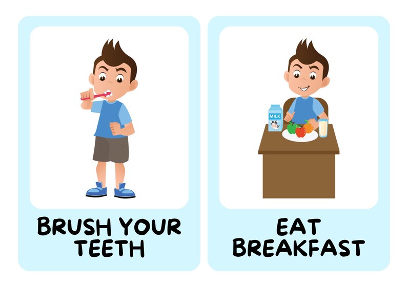 Daily Routine Verbs Flashcards Digital Download GIFT Colors PDF - Etsy