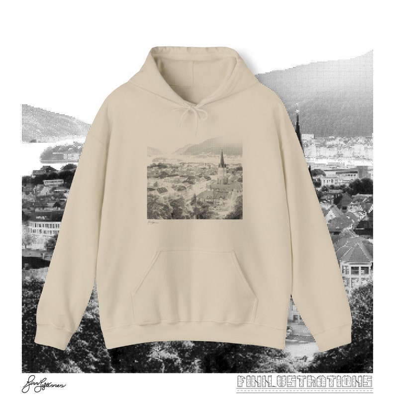 Bergen, Norway Cityscape Apparel 02 of 03 Scandinavian Hoodie ...